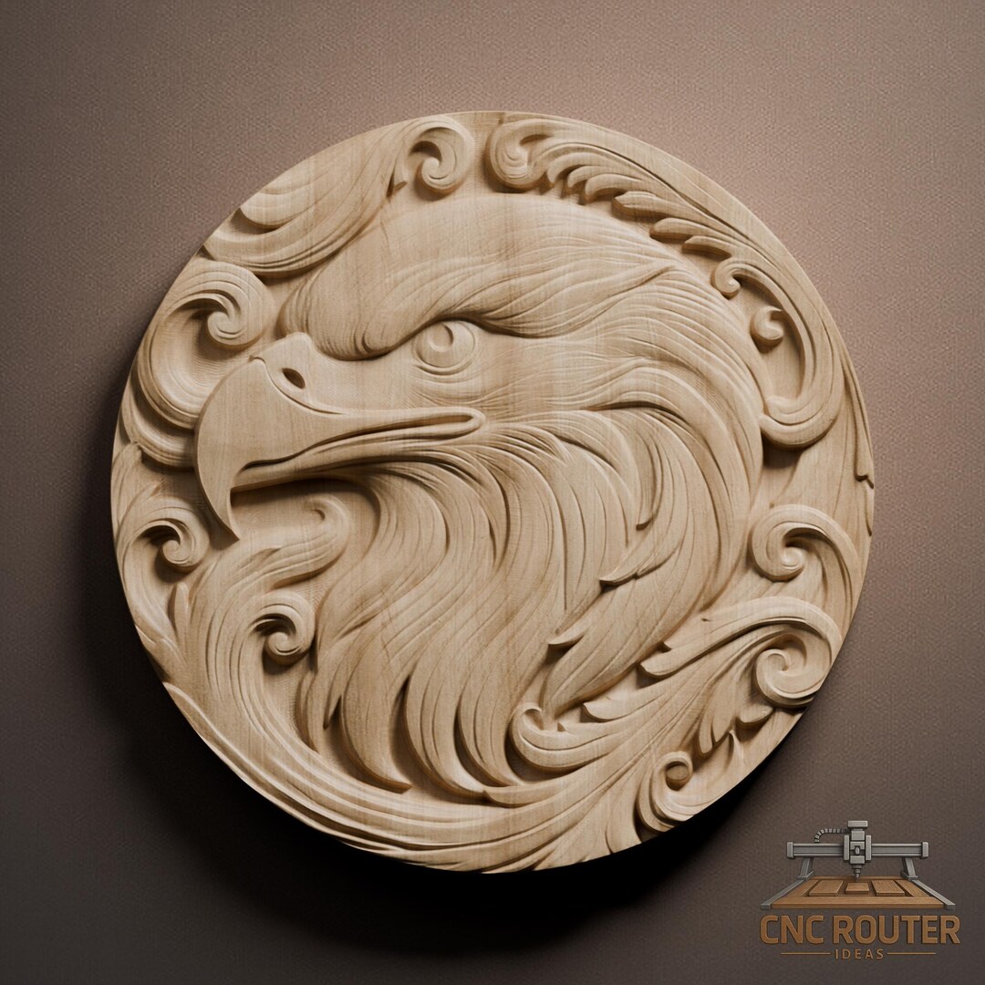 Eagle Crest Round Relief – 3D Wood Carving STL File for CNC Router - Etsy