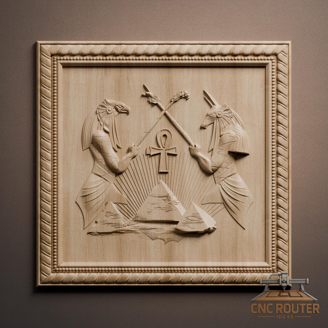 Horus and Anubis V2 – 3D Wood Carving STL File for CNC Router (digital ...