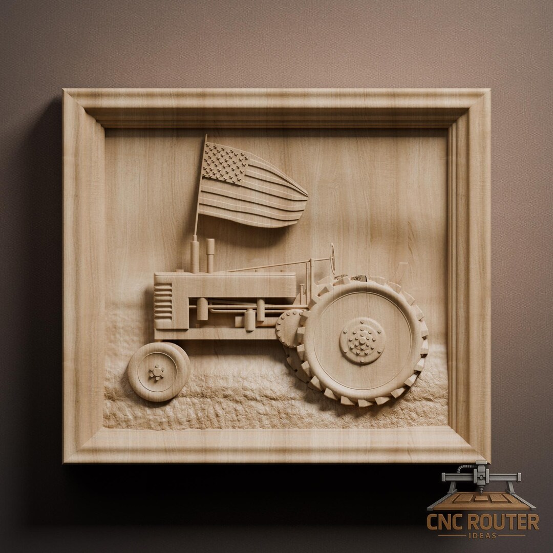 Patriotic Farm Tractor Relief – 3D Wood Carving STL File for CNC Router ...