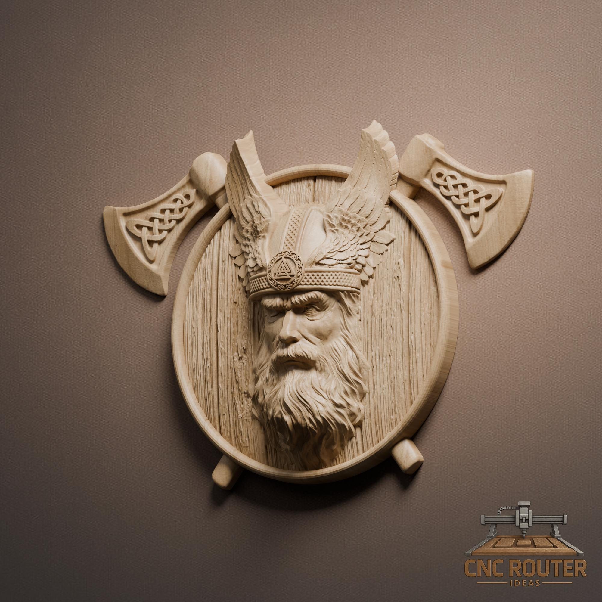 Odin Viking Emblem Relief – 3D Wood Carving STL File for CNC Router - Etsy