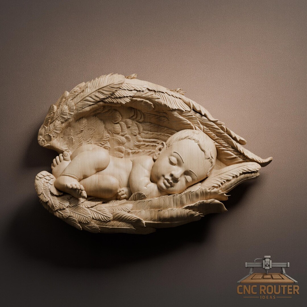 Sleeping Angel Baby Relief – 3D Wood Carving STL File for CNC Router - Etsy