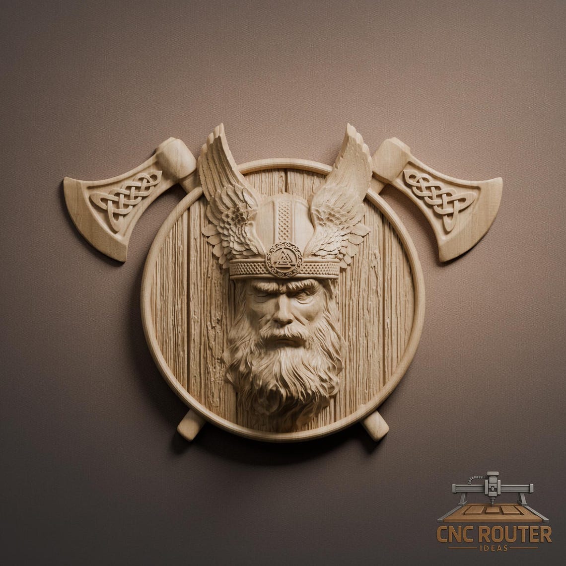 Odin Viking Emblem Relief – 3D Wood Carving STL File for CNC Router - Etsy