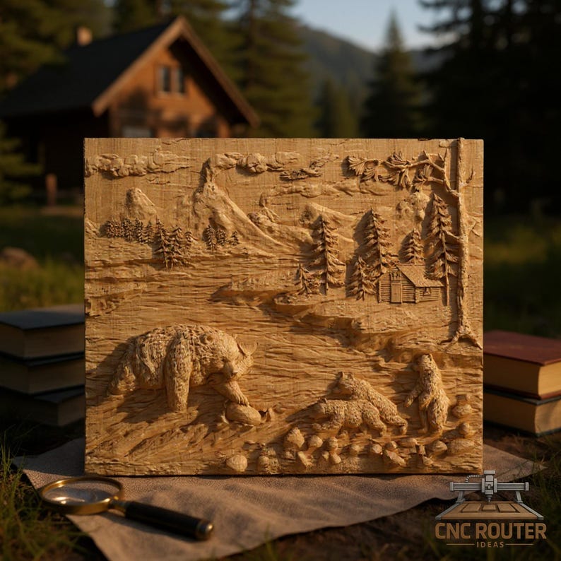 Bear Family River Relief: 3D Wood Carving STL File (digital Download ...