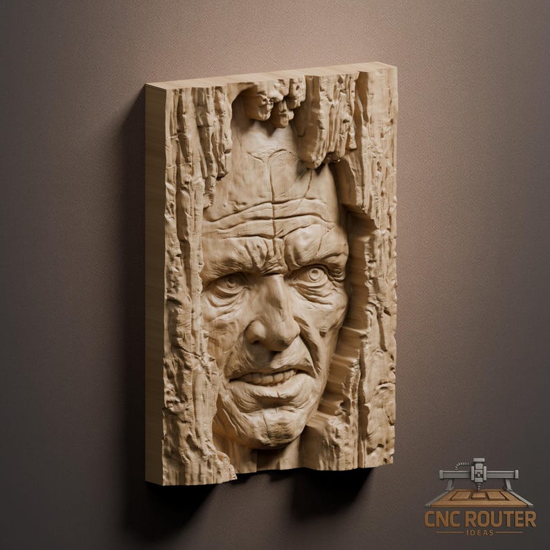 Haunted Tree Spirit Face Relief – 3D Wood Carving STL File for CNC ...