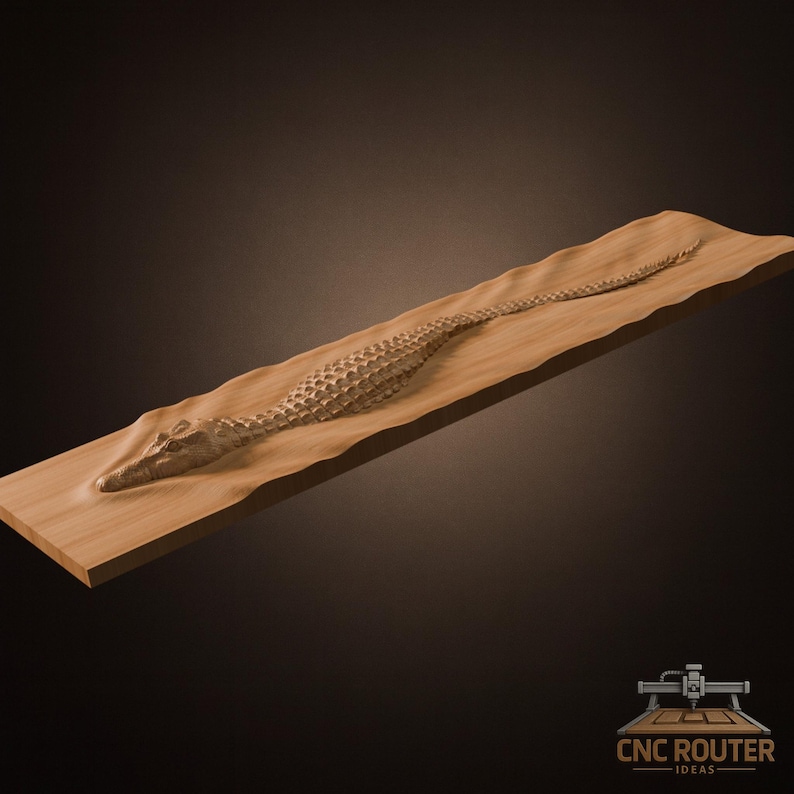 Crocodile River Board Relief – 3D Wood Carving STL File for CNC Router ...