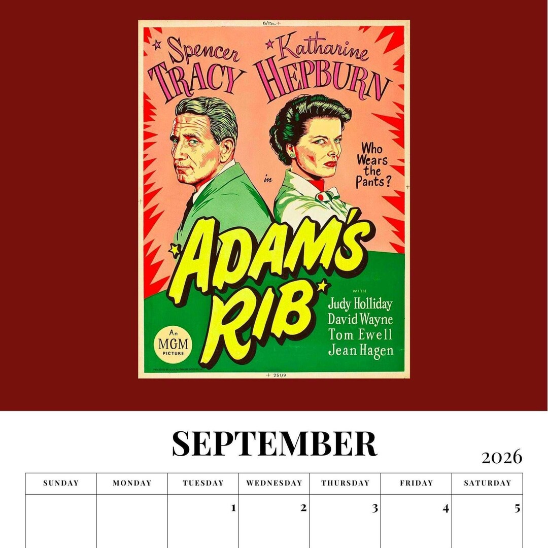2026 Calendar With Classical Film Posters - Printable Calendar - Etsy