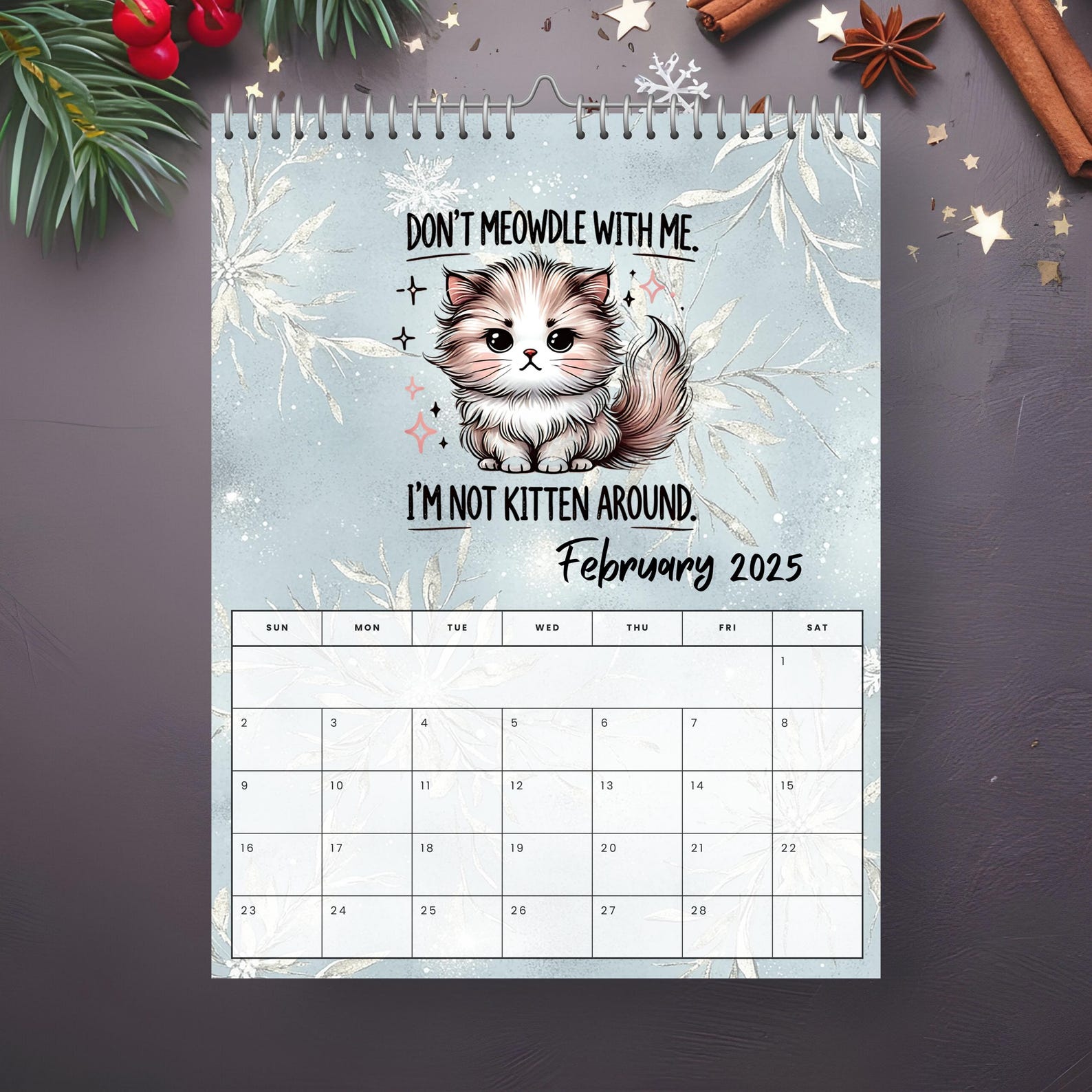 Cat Moods 2025 Monthly Calendar - Printable - Blue Background ...