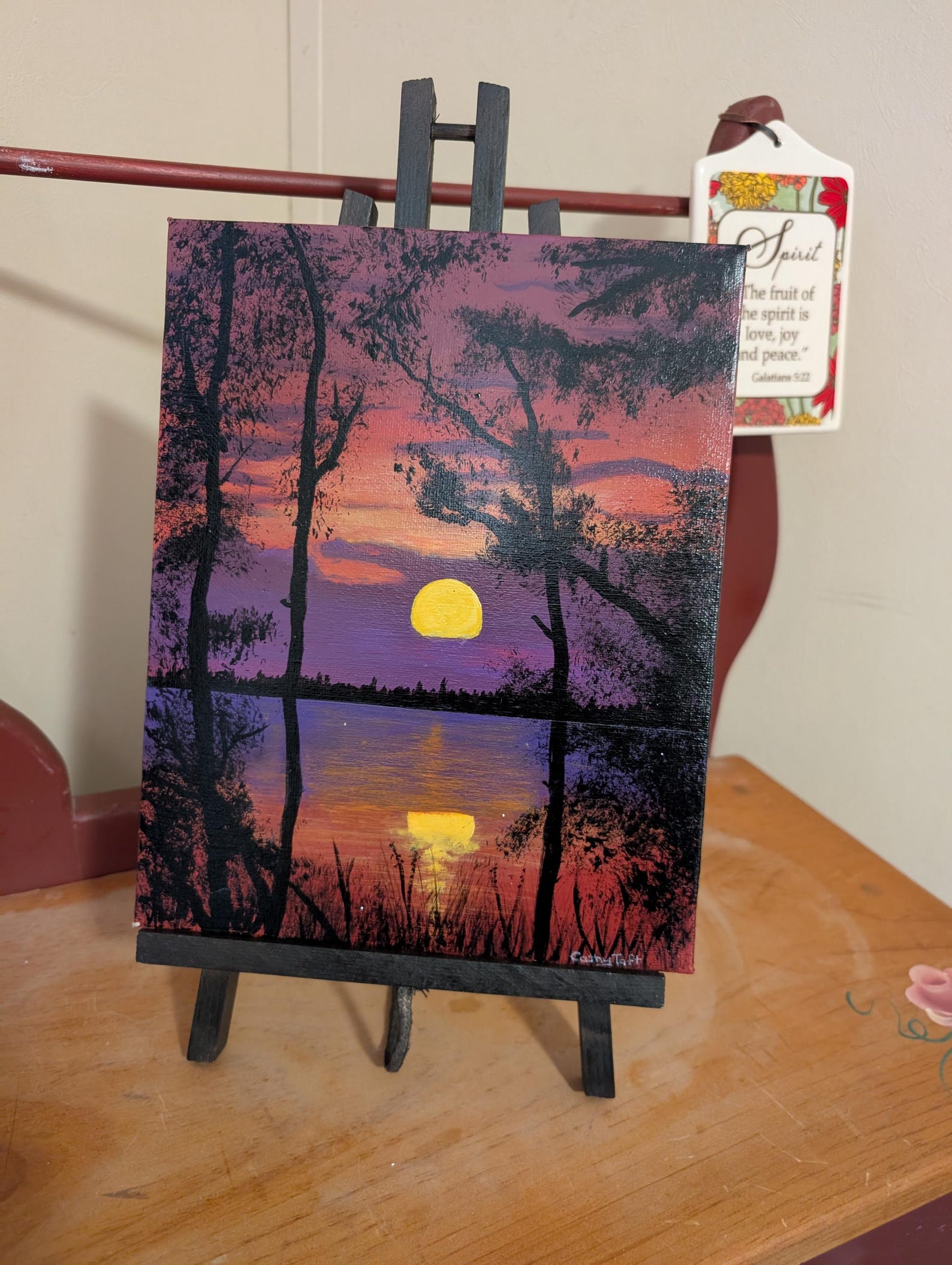 Purple Sunset Painting Sunset Scene Art Sunset Wall Hanging Orange ...