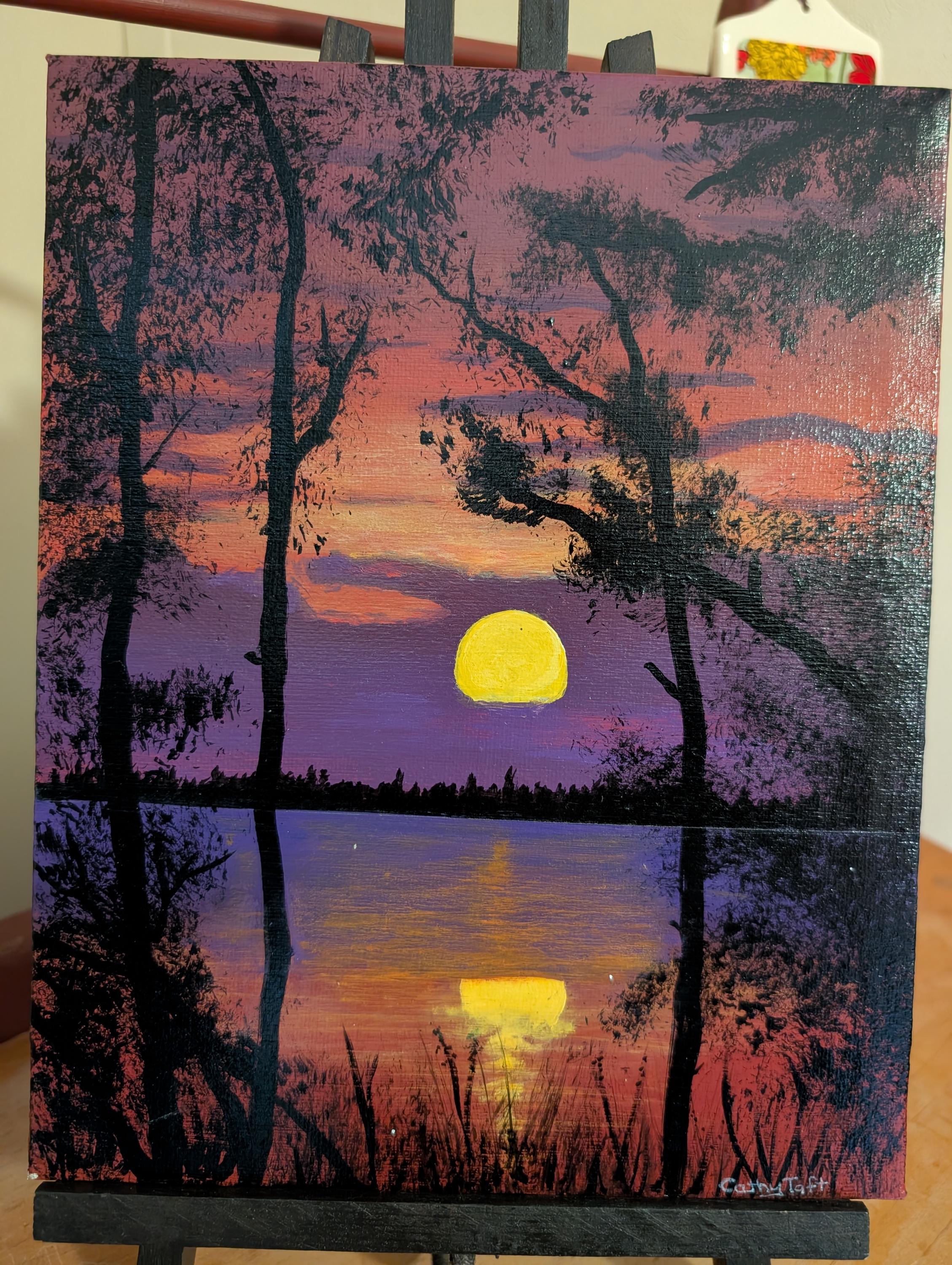 Purple Sunset Painting Sunset Scene Art Sunset Wall Hanging Orange ...