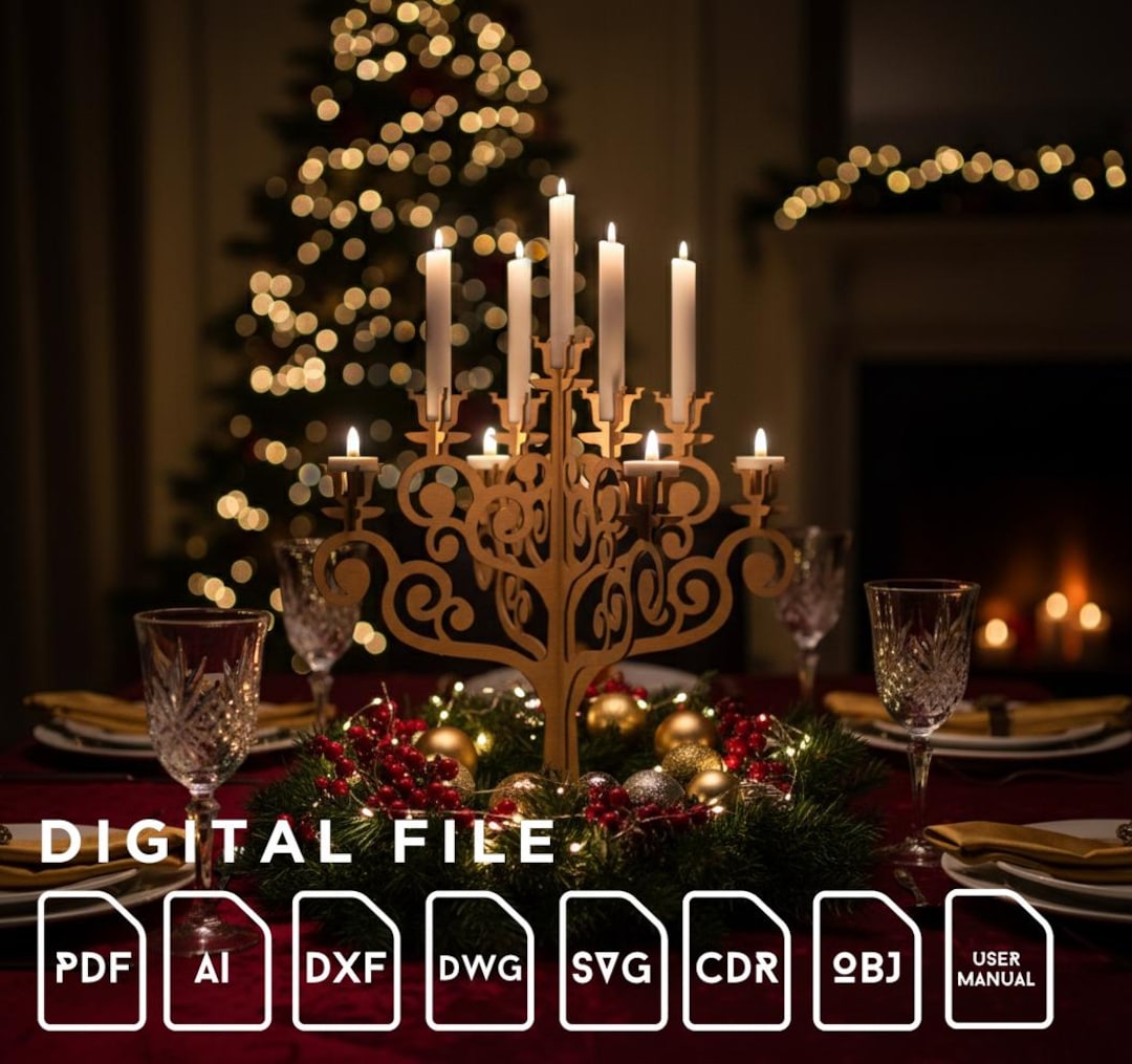 Candlestick Tealight Candle Holder Wooden Candelabra Christmas Gift DXF ...