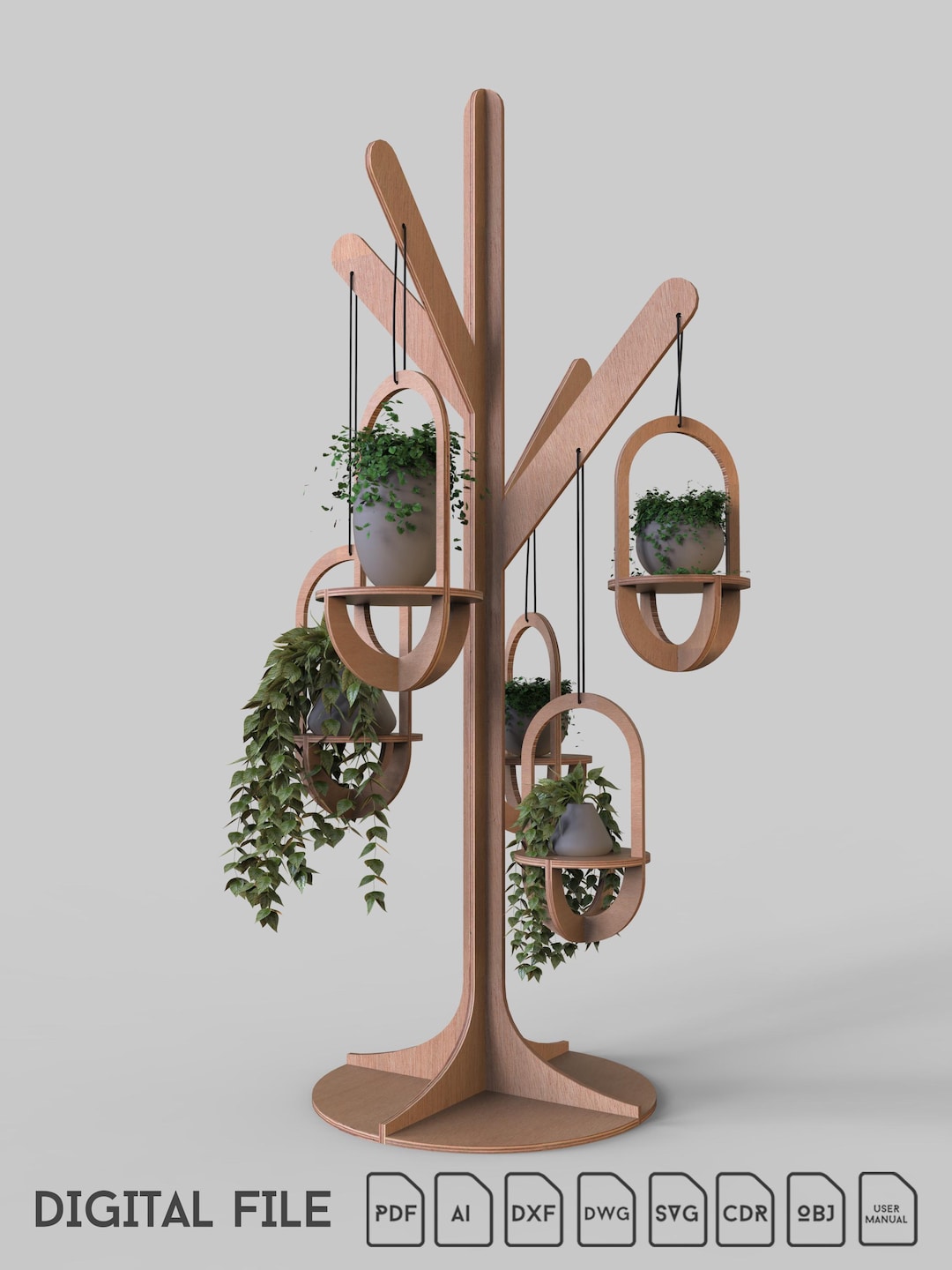 Plant Pot Stands Cnc Cut Plan, Digital Hanging Plant Stand, Flower Tree ...