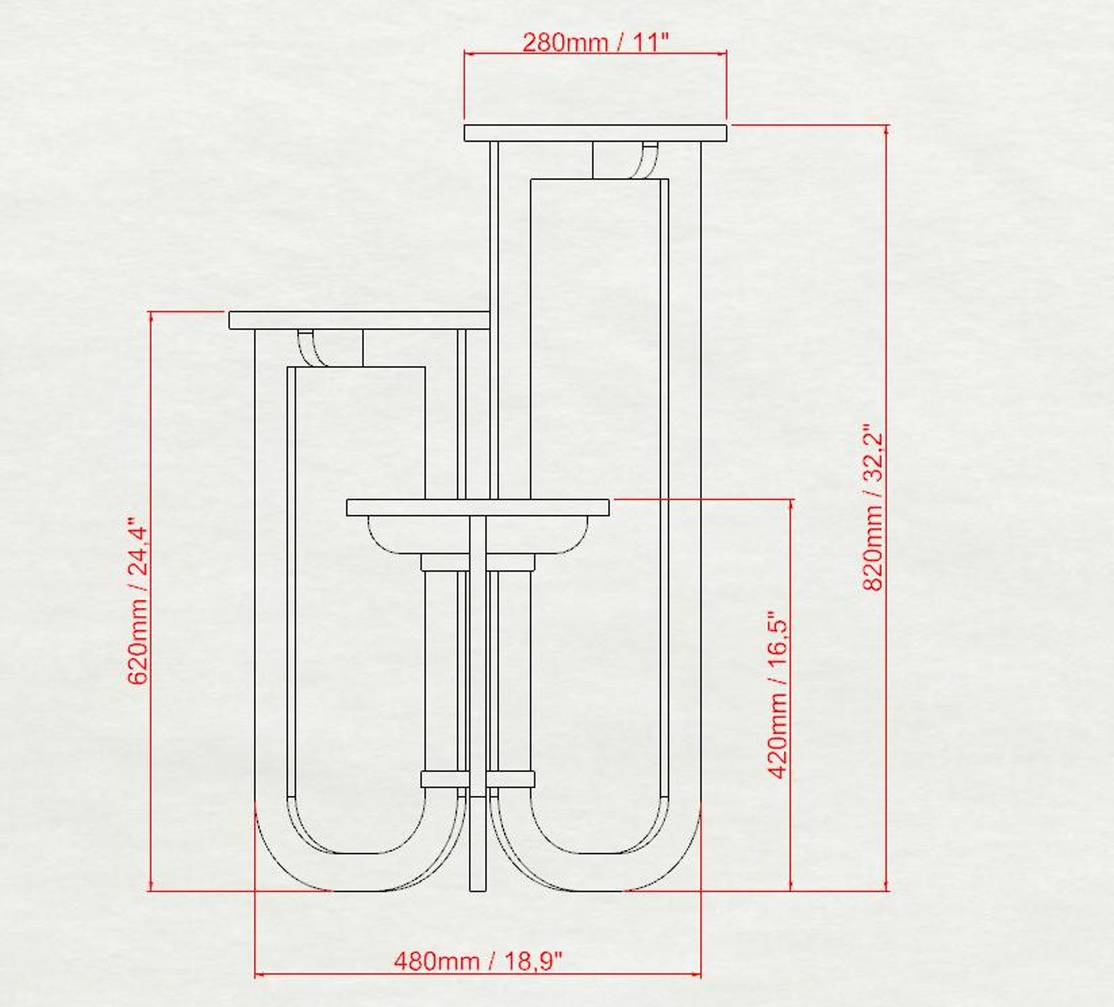 Triple Plant Pot Stands Cnc Cut Plan, Three Potted Plant Stand, Flower ...