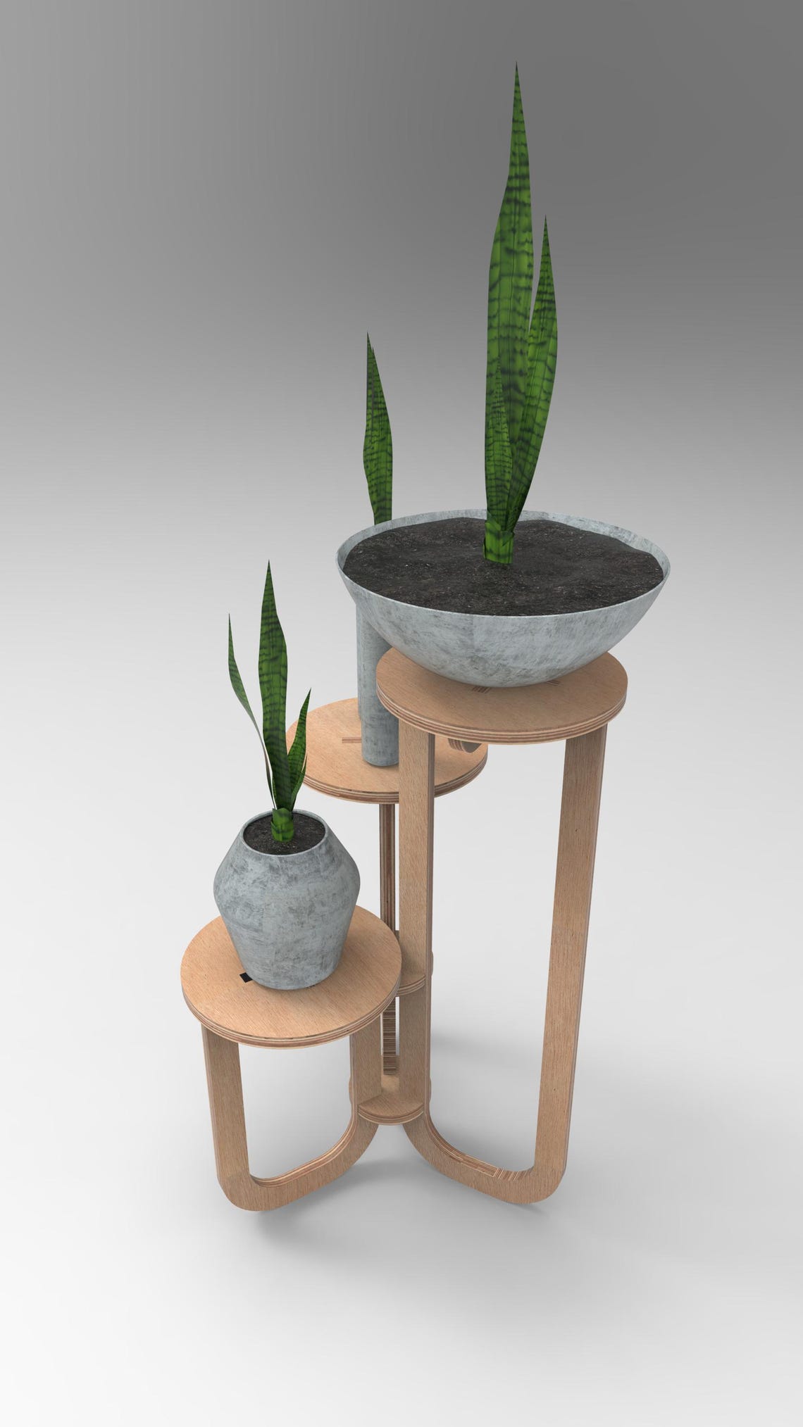 Triple Plant Pot Stands Cnc Cut Plan, Three Potted Plant Stand, Flower ...