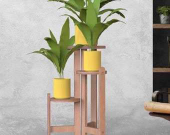 Triple Plant Pot Stands Cnc Cut Plan, Three Potted Plant Stand, Flower Pot Support, Decorative ...