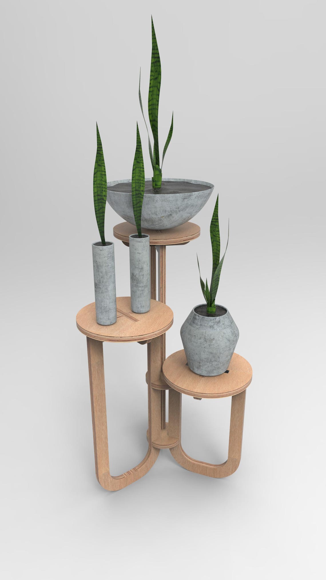 Triple Plant Pot Stands Cnc Cut Plan, Three Potted Plant Stand, Flower ...
