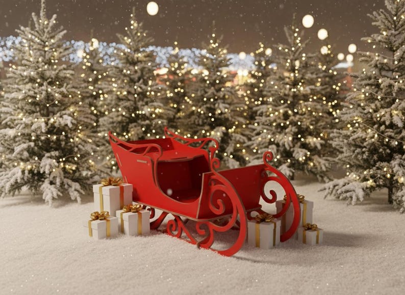 Christmas Sledge CNC Router Cut Template, Plywood Sleigh (digital File ...