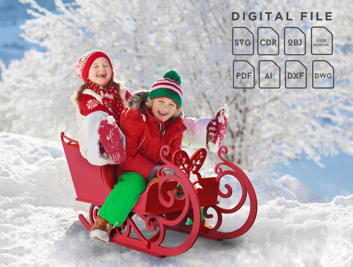 Christmas Sledge CNC Router Cut Template, Plywood Sleigh (digital File ...