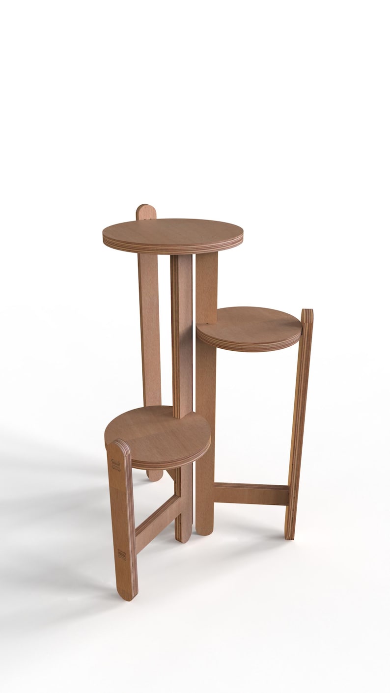 Triple Plant Pot Stands Cnc Cut Plan, Three Potted Plant Stand, Flower ...