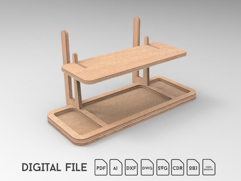 Plywood Table Top Rack, Laptop Shelf Holder Stand, Desk Organizer Cnc ...