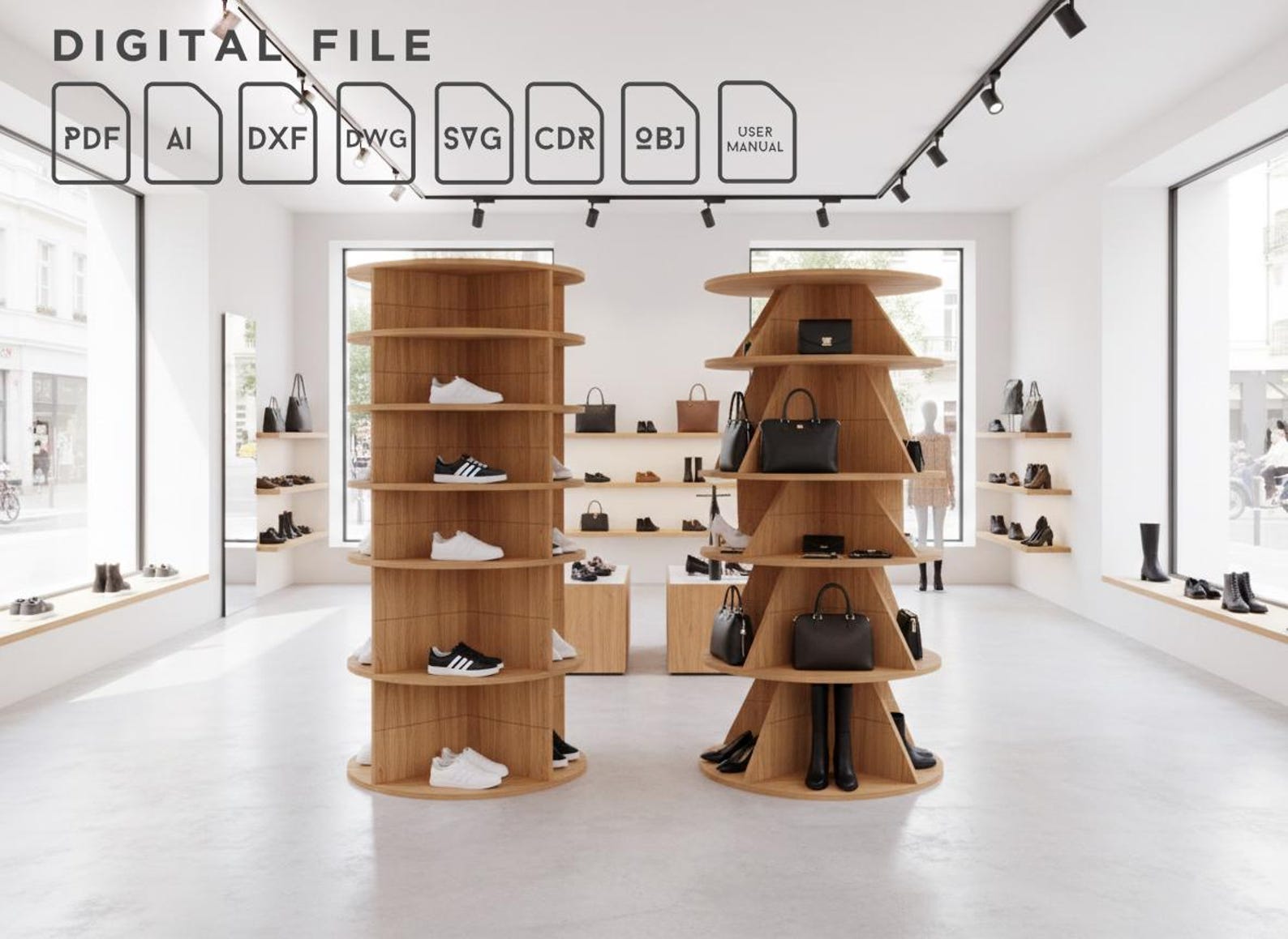 CNC Router Shoe Rack / Retail Store Shelf DXF SVG Vector Template File ...