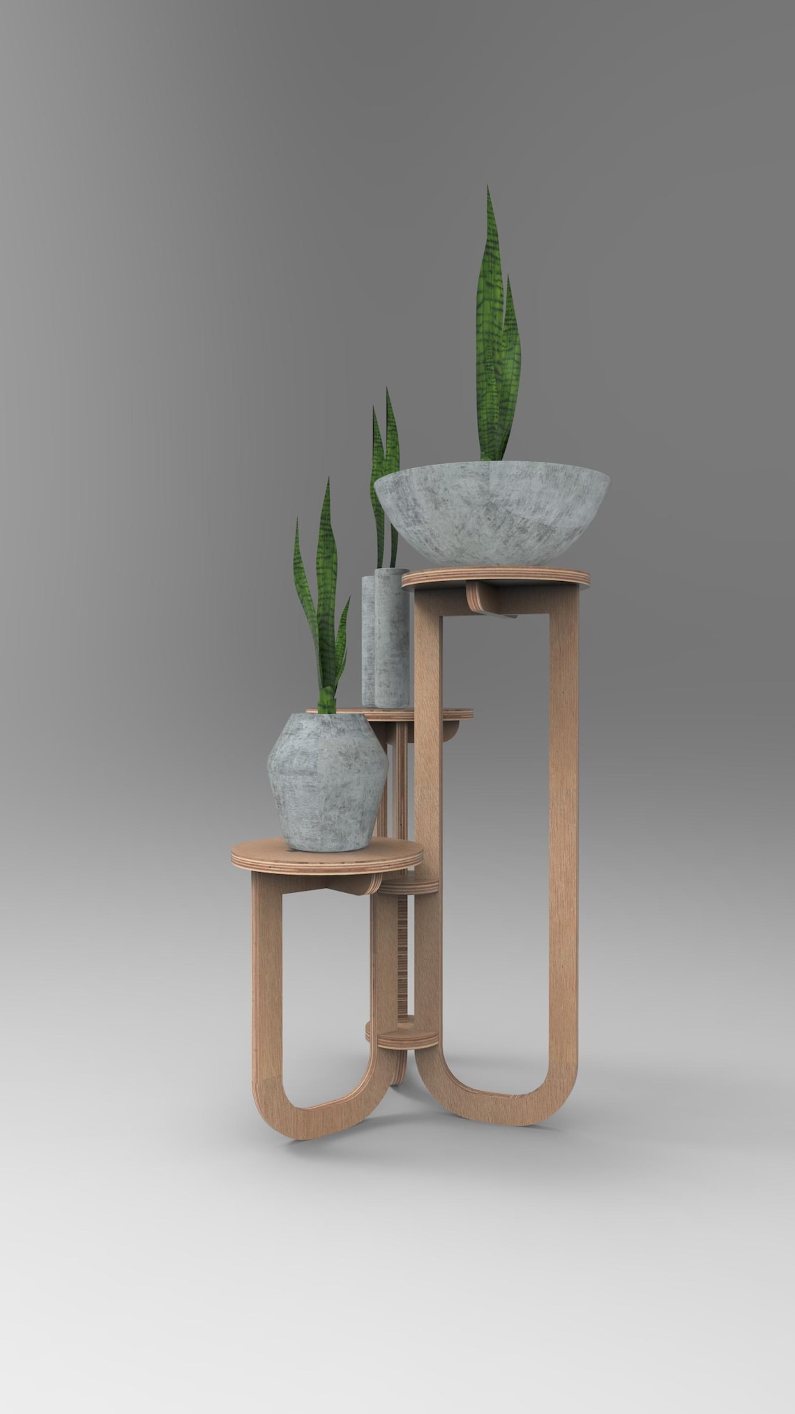 Triple Plant Pot Stands Cnc Cut Plan, Three Potted Plant Stand, Flower ...