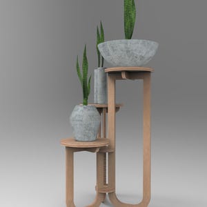 Triple Plant Pot Stands Cnc Cut Plan, Three Potted Plant Stand, Flower ...