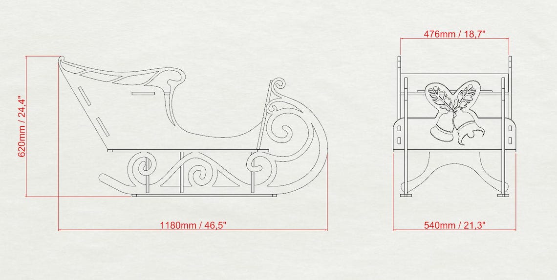 Christmas Sledge CNC Router Cut Template, Plywood Sleigh (digital File ...