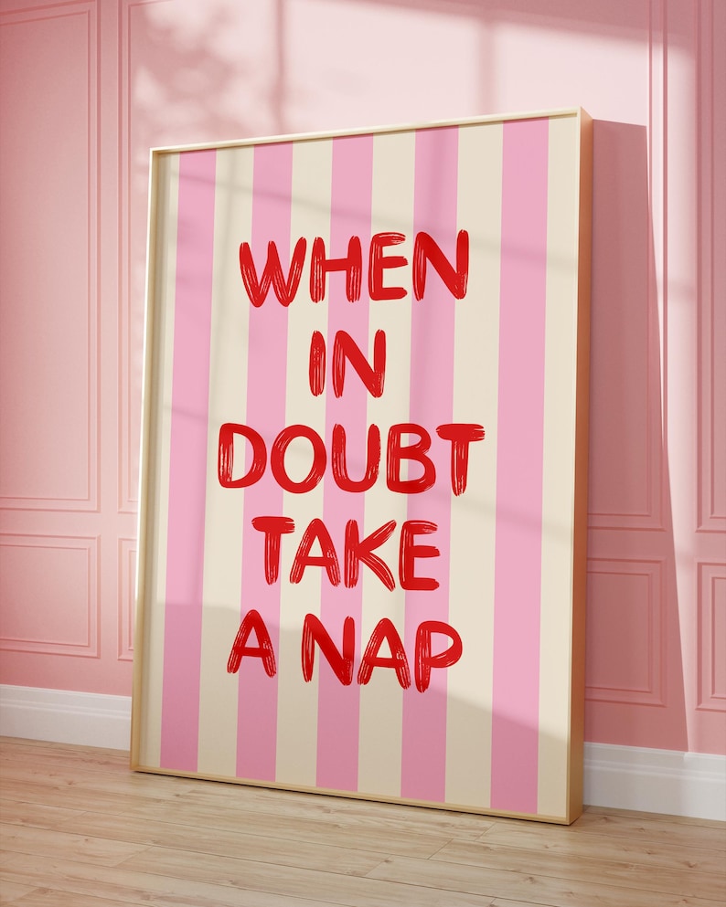 Take A Nap Printable Wall Art, Above Bed Art, Preppy Pink Print ...