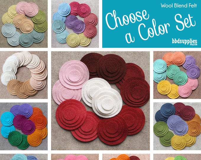 Wool Blend Felt Circles 12 Circle Sets Pick a Color Set DIY 48 ...