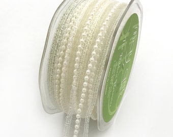 Lace ribbon with pearls | Etsy