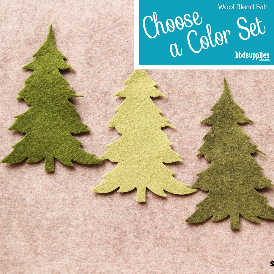 Wool Blend Felt Shapes 12 Large Trees 1 Style Pick a | Etsy