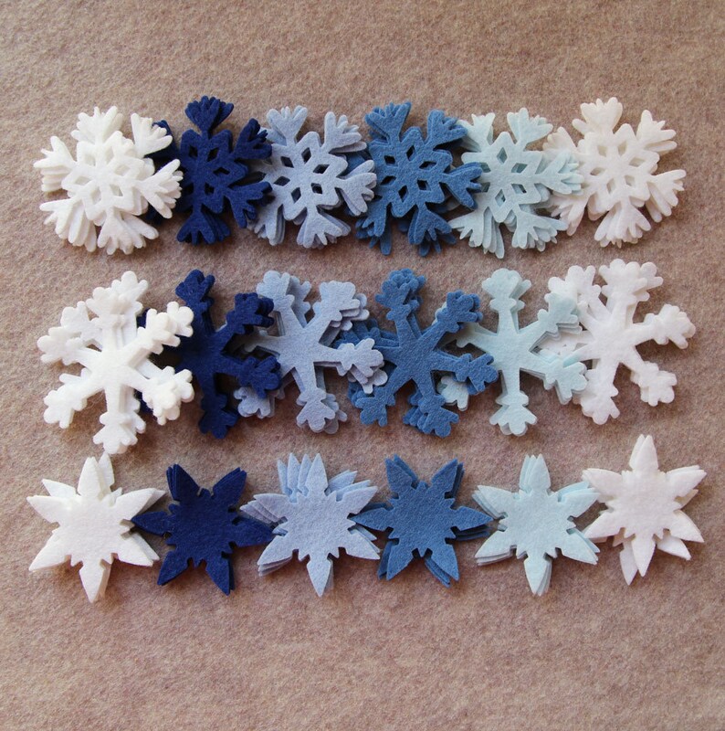 Wool Blend Felt Snowflake Combo Pack 24 Snowflakes Sets - Etsy