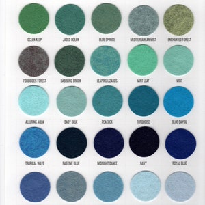 Felt Color Chart Felt Swatches | Etsy