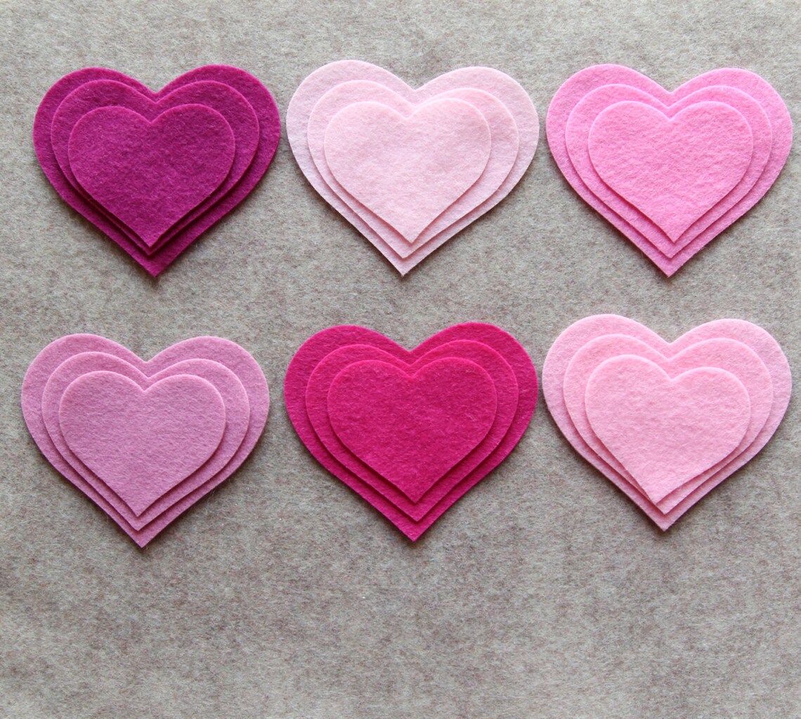 Wool Blend Felt Shapes 36 Hearts Pick a Color Set DIY | Etsy