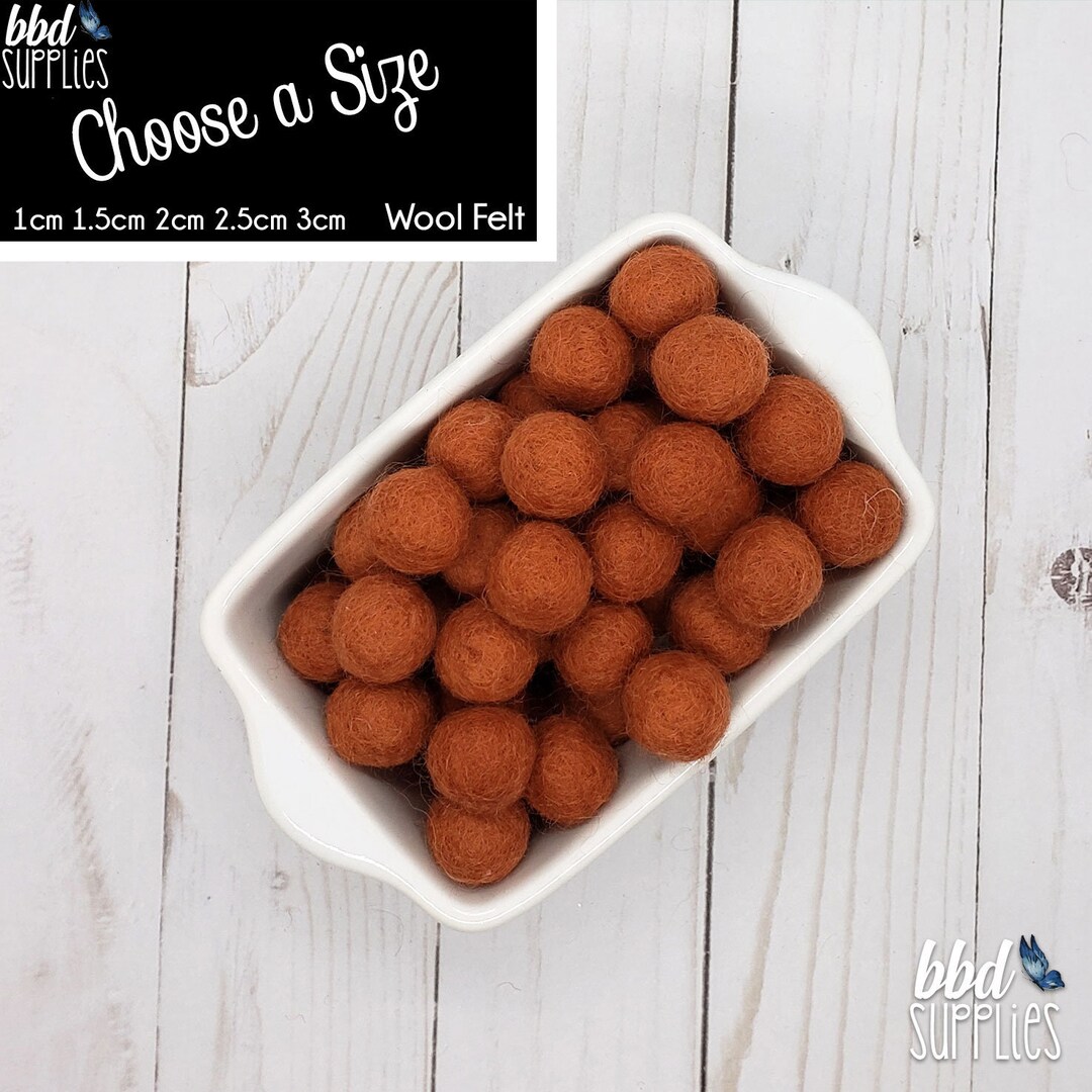 Wool Felt Balls Copper You Choose Size Felt Pom Poms Felt Beads Felt ...