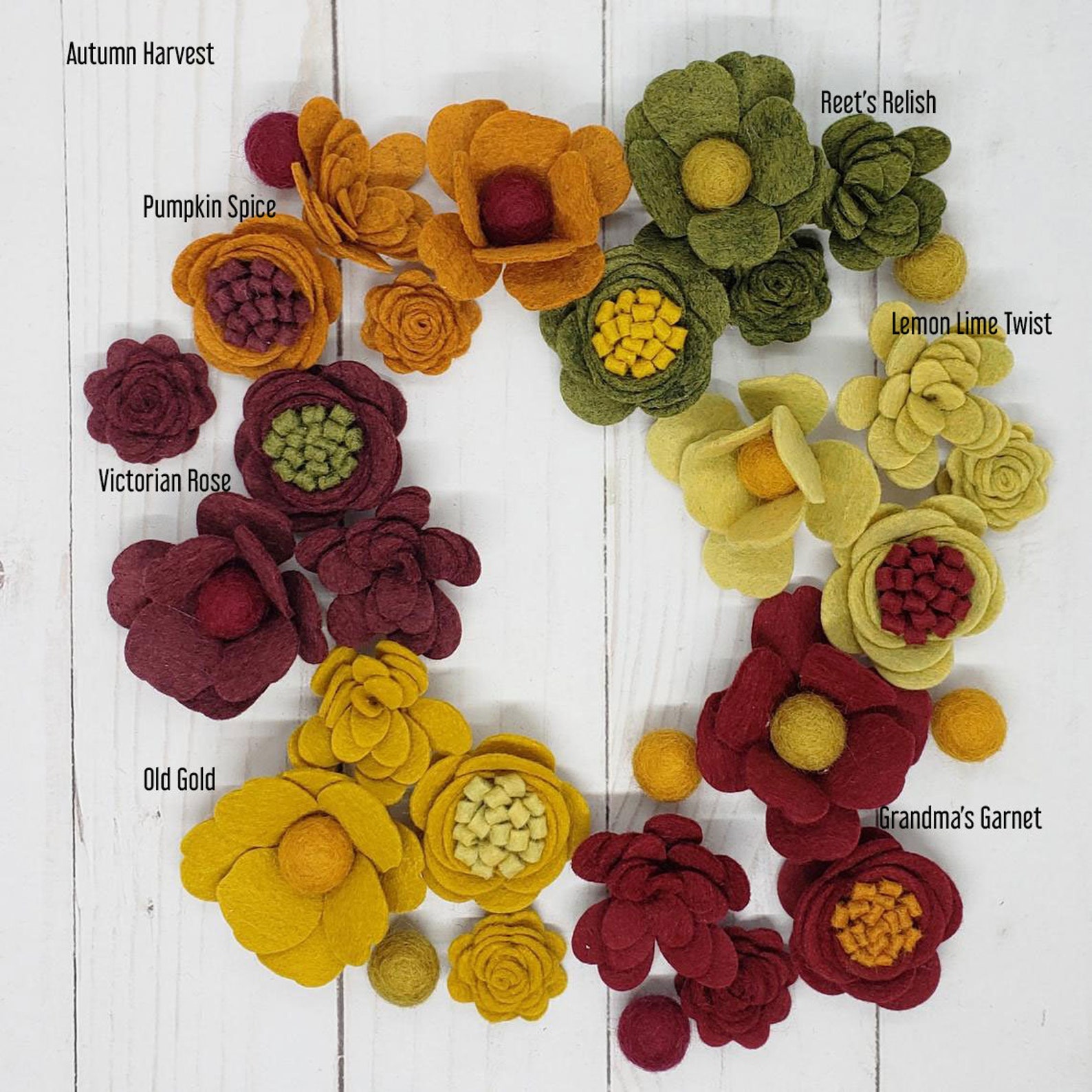 Loose Felt Flowers Lydia Flower Collection Pick Your Color - Etsy