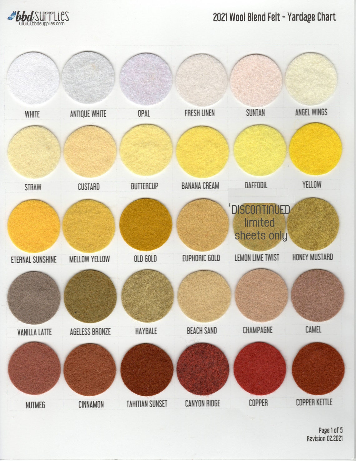 Felt Color Chart Felt Swatches | Etsy