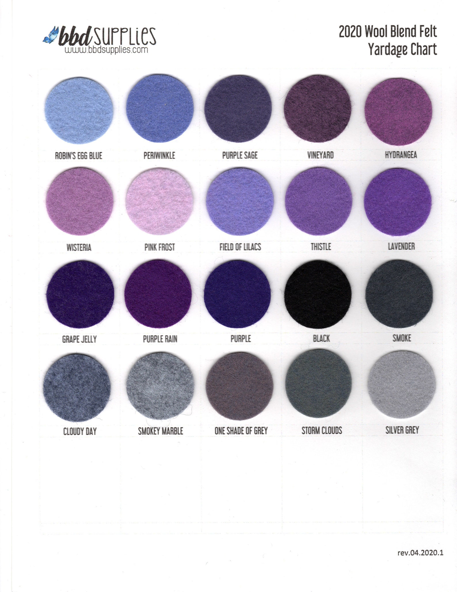 Felt Color Chart Felt Swatches | Etsy