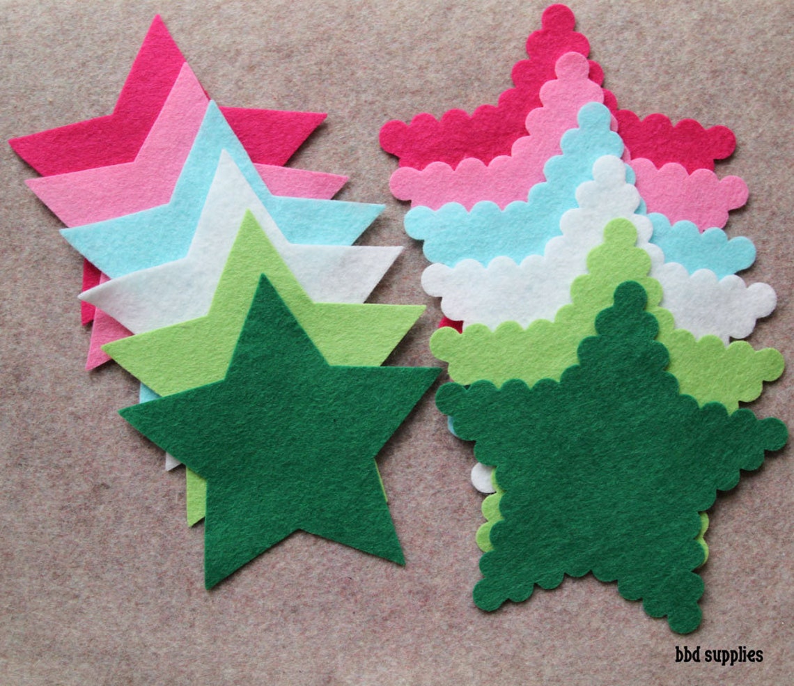 Wool Blend Felt Shapes 12 Large Star Sets Pick a Color Set | Etsy
