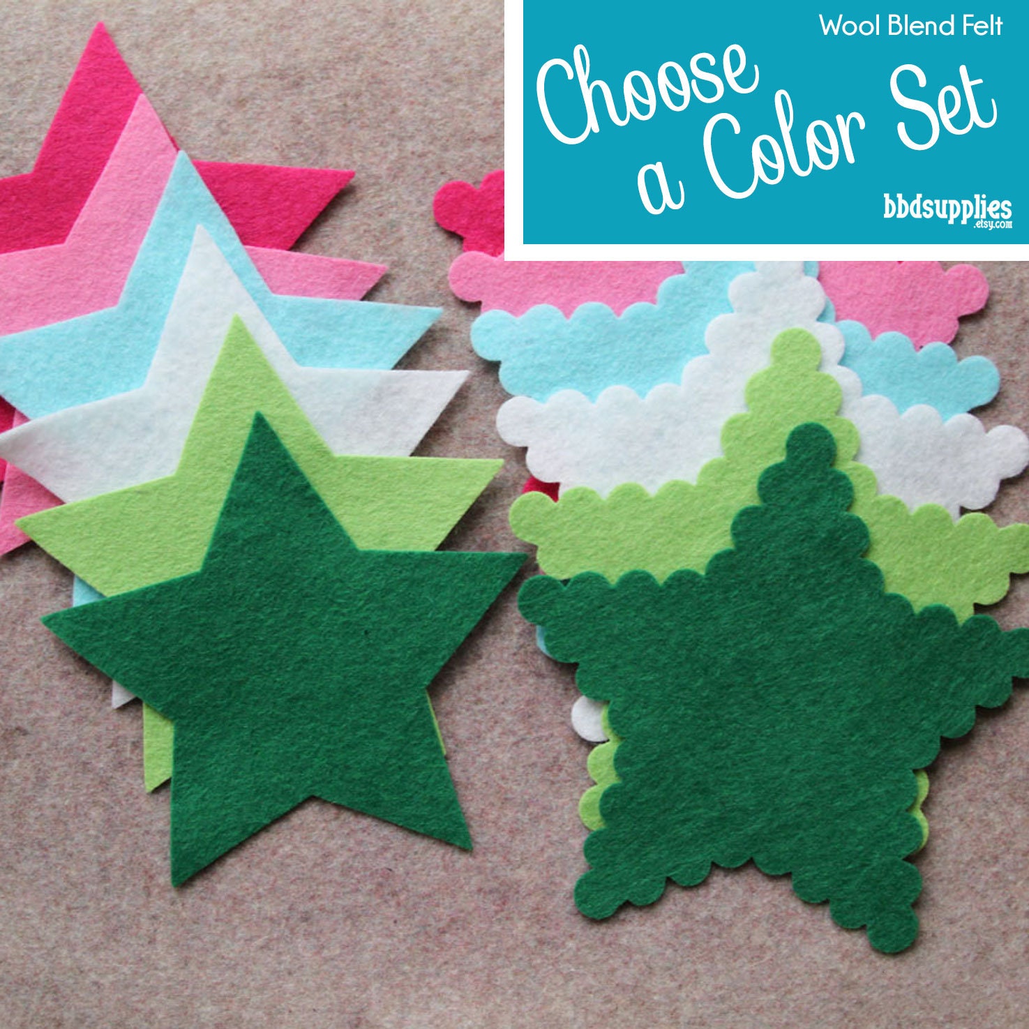 Wool Blend Felt Shapes 12 Large Star Sets Pick a Color Set | Etsy