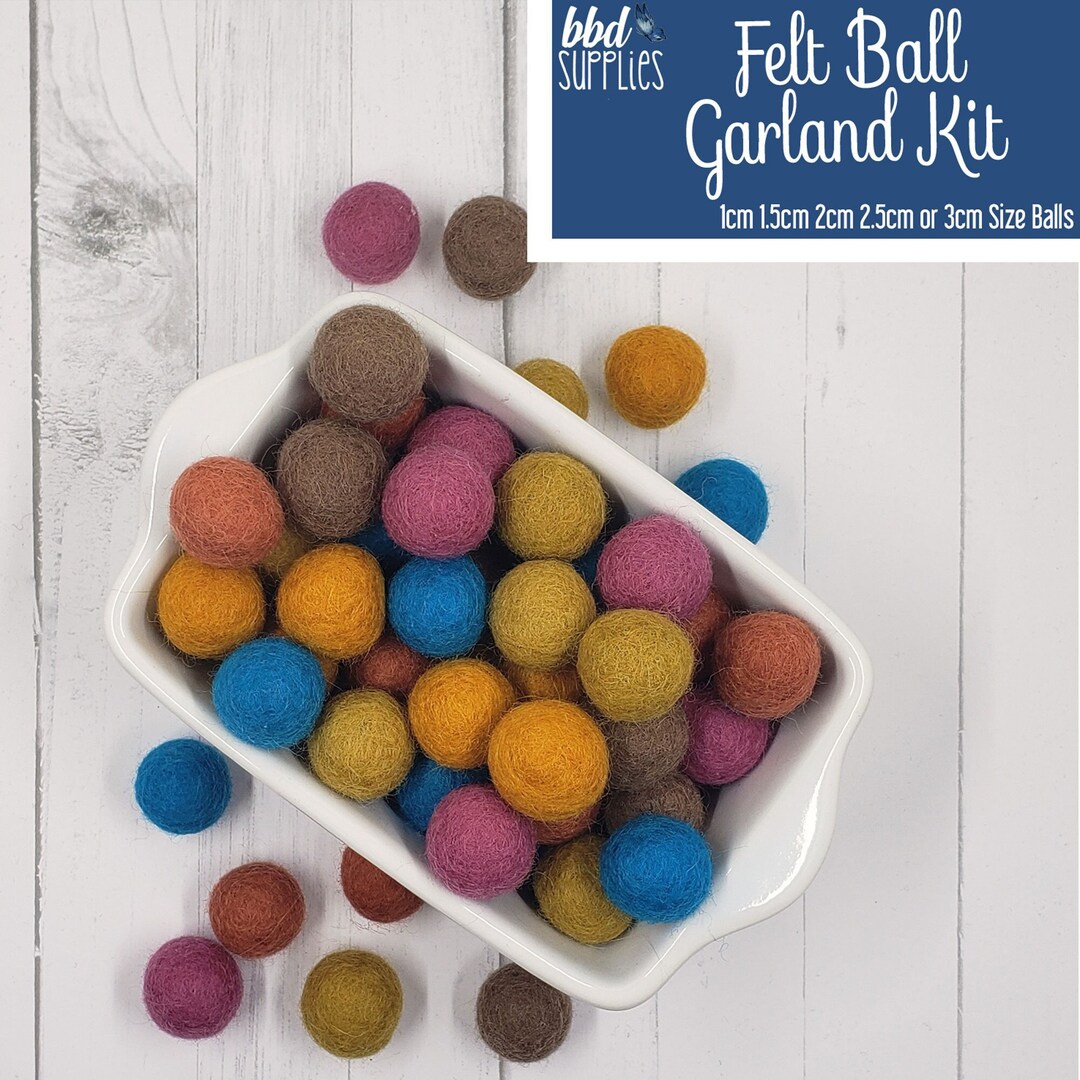 Wool Felt Balls Garland Kit Cornucopia You Choose Size Fall Colors 60 ...