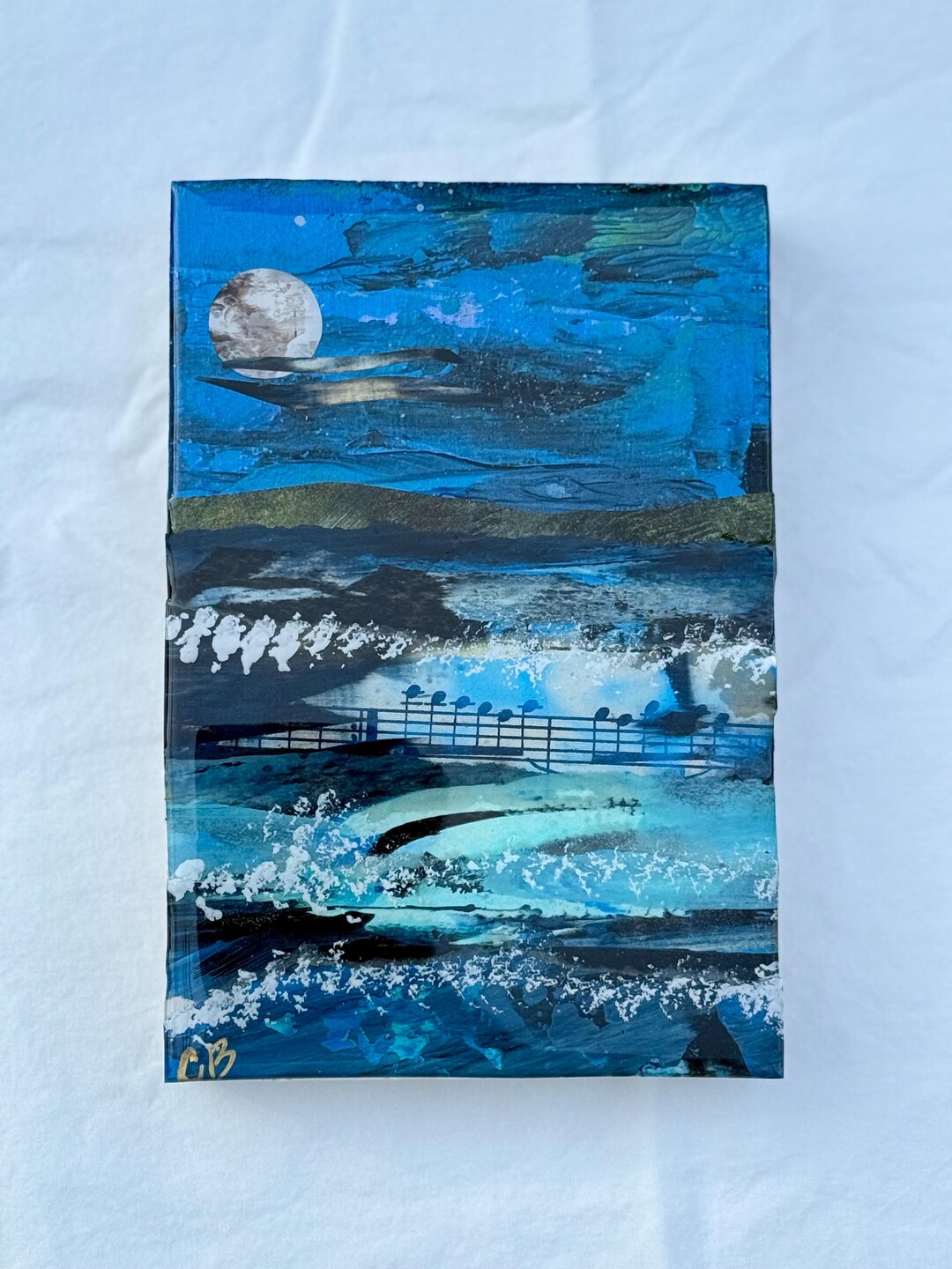 Somewhere Only We Know 4x6” Original Acrylic/resin Collage on Gallery ...