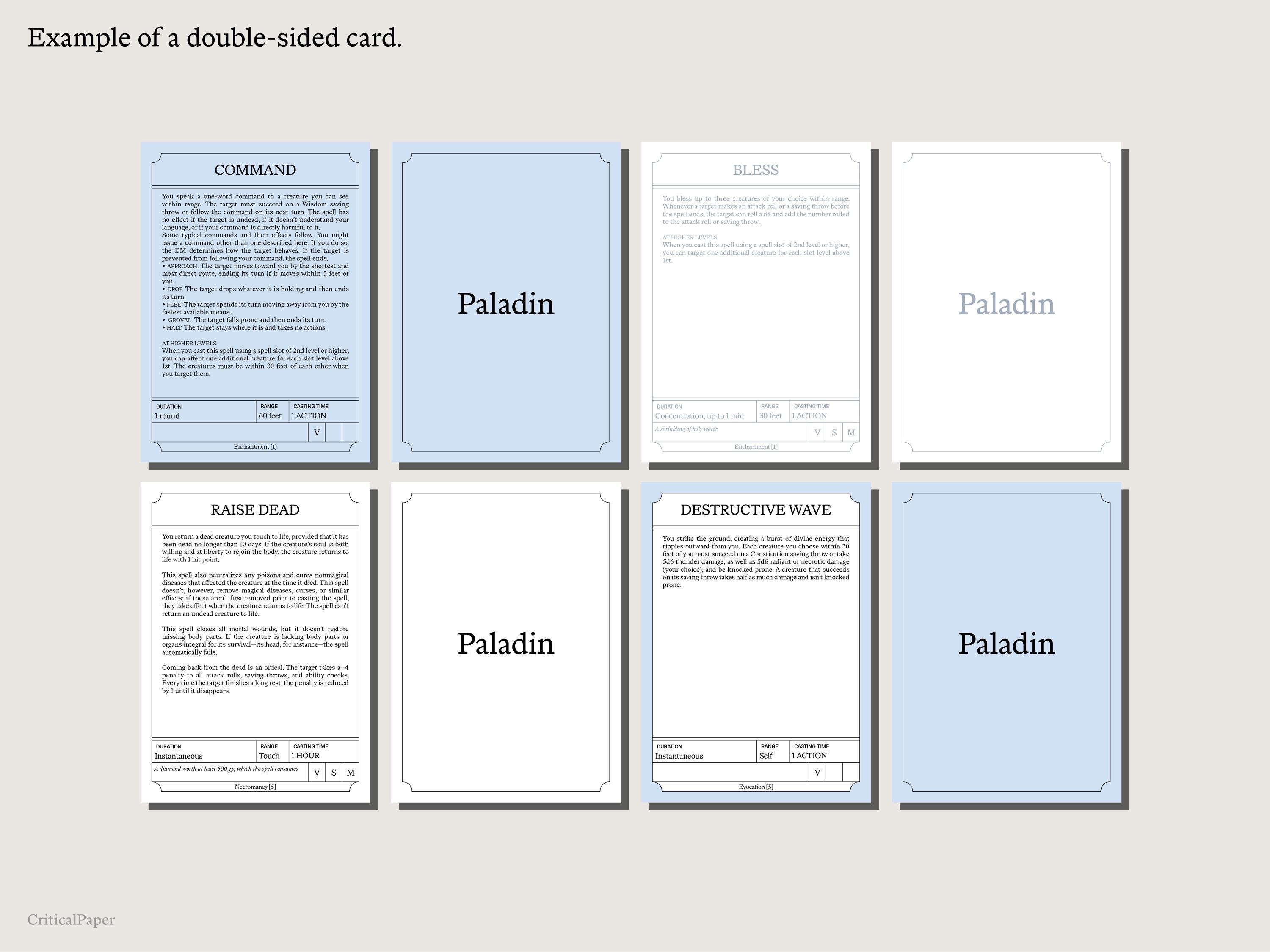 Dnd 5e Spell Cards in English | PALADIN | D&D Accessories and Role ...