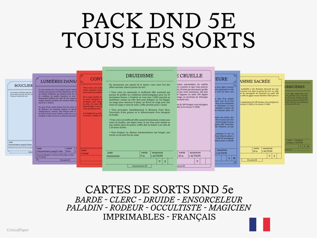 D&D 5e Spell Card Set | All Class Spellbook | Downloadable and ...