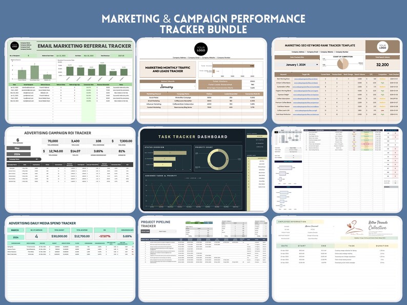Marketing and CRM Tracker Google Sheets Bundle for Campaign Performance ...
