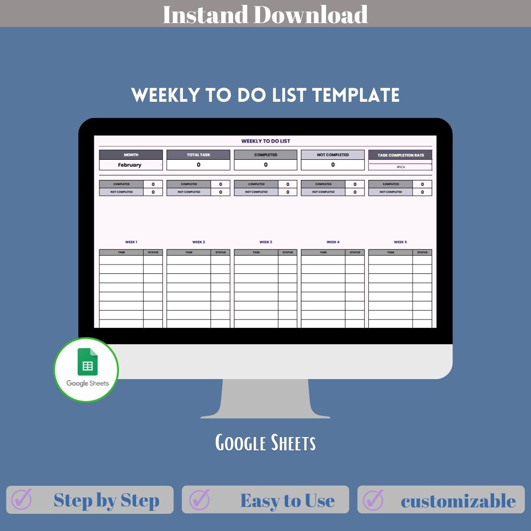 Editable Weekly to Do List Template, Digital Download for Task ...