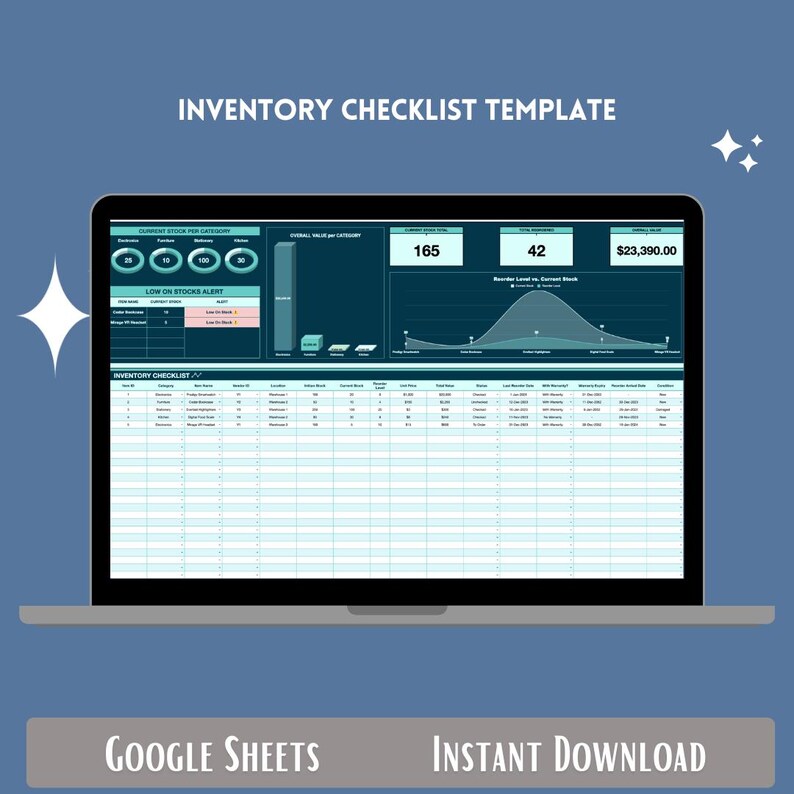 Inventory Checklist for Small Business, Google Sheets Template to Track ...