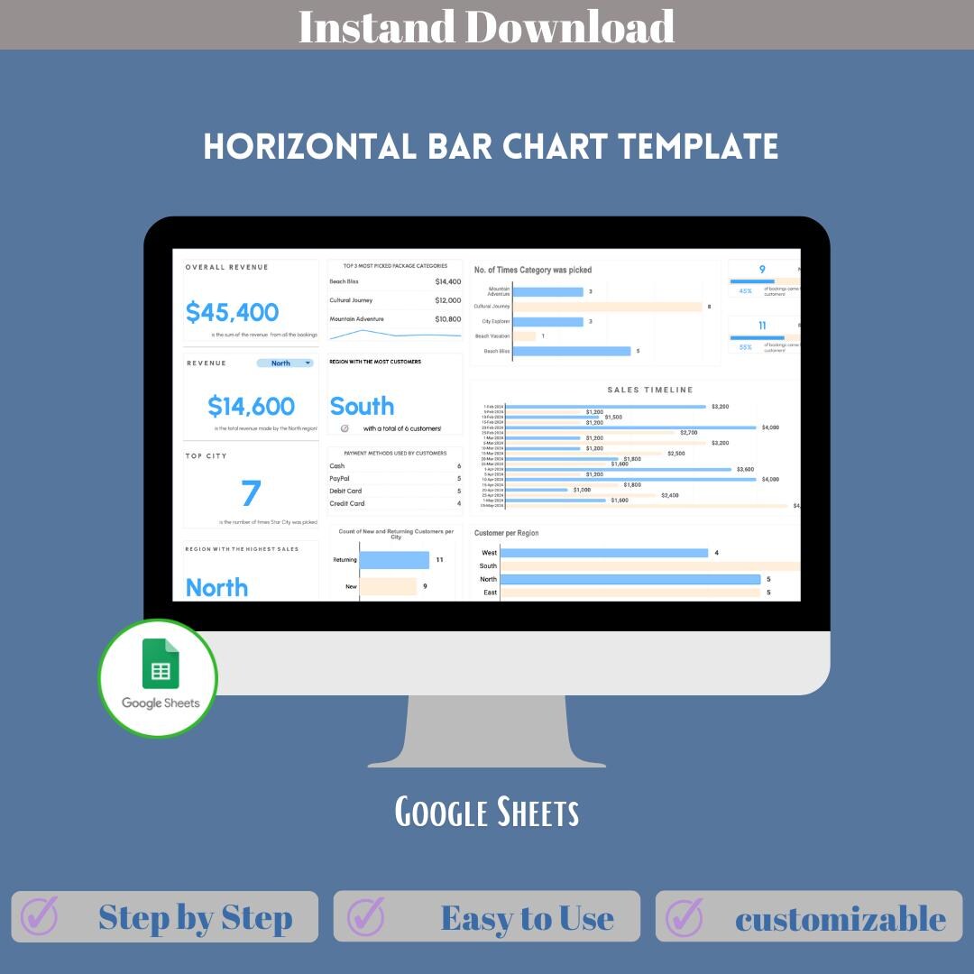 Horizontal Bar Chart Template, Digital Download, Editable Excel or ...