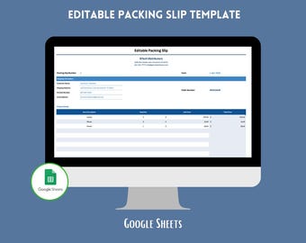 Shipping Packing Slip Template, Google Sheets, Editable, Digital ...