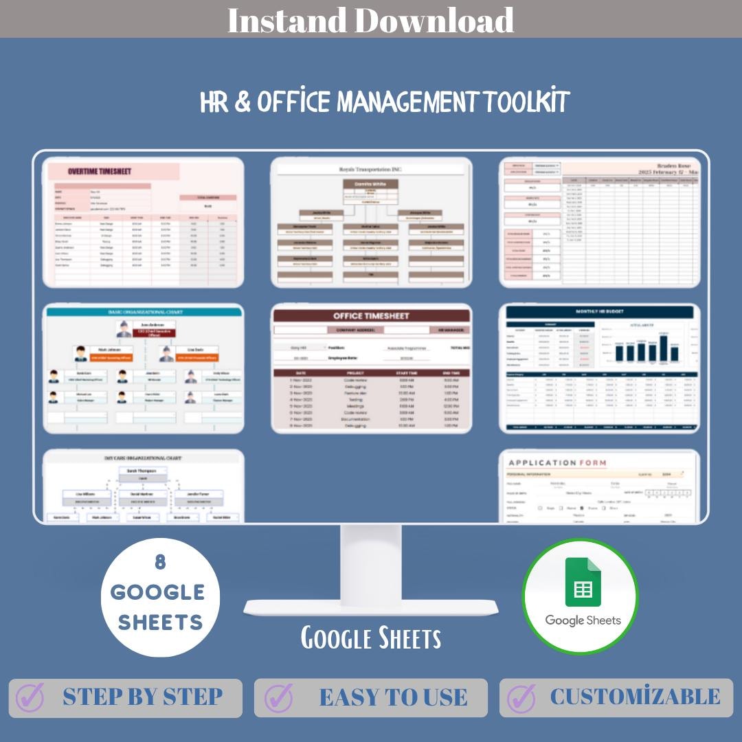 HR and Office Management Google Sheets Bundle for Employee Tracking ...